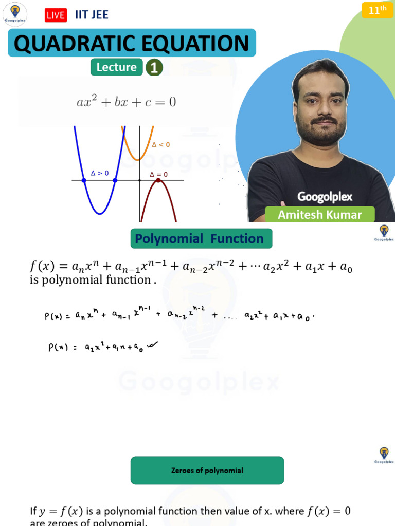Quadratic Equation JEE 01 | PDF
