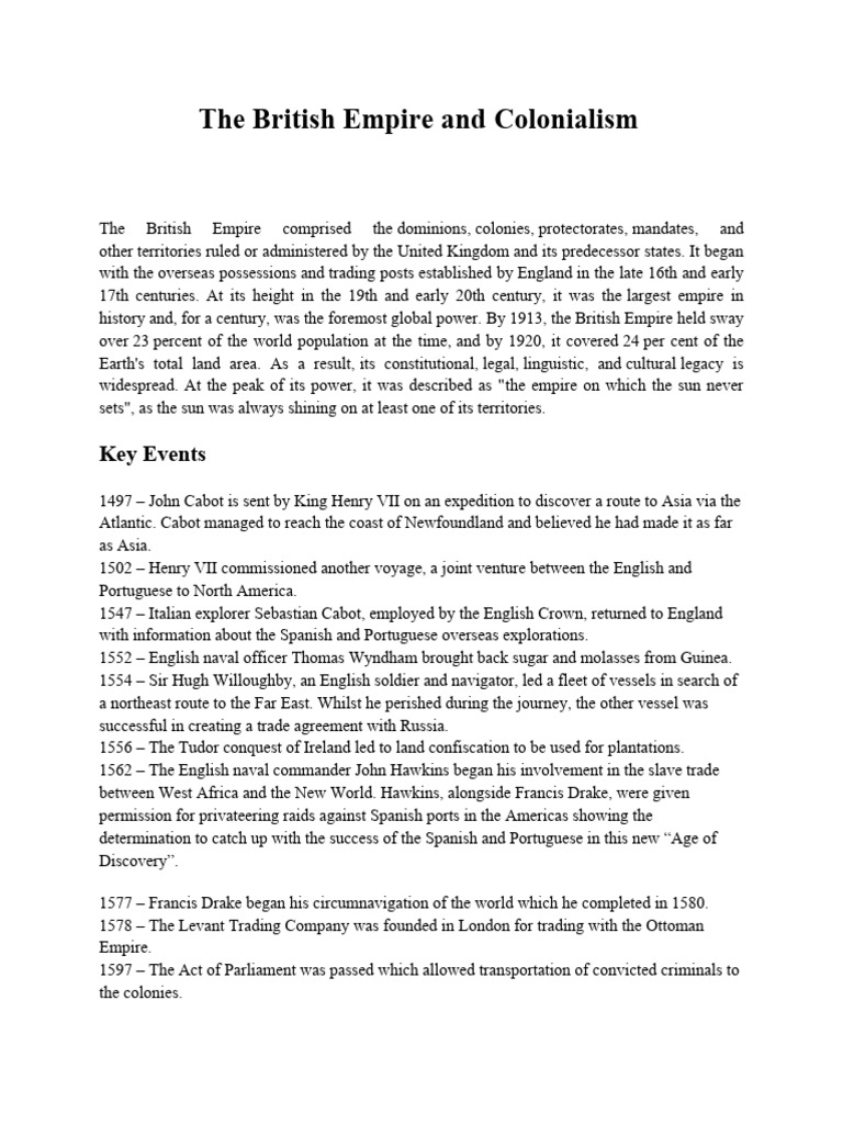 The British Empire and Colonialism | Download Free PDF | British Empire ...