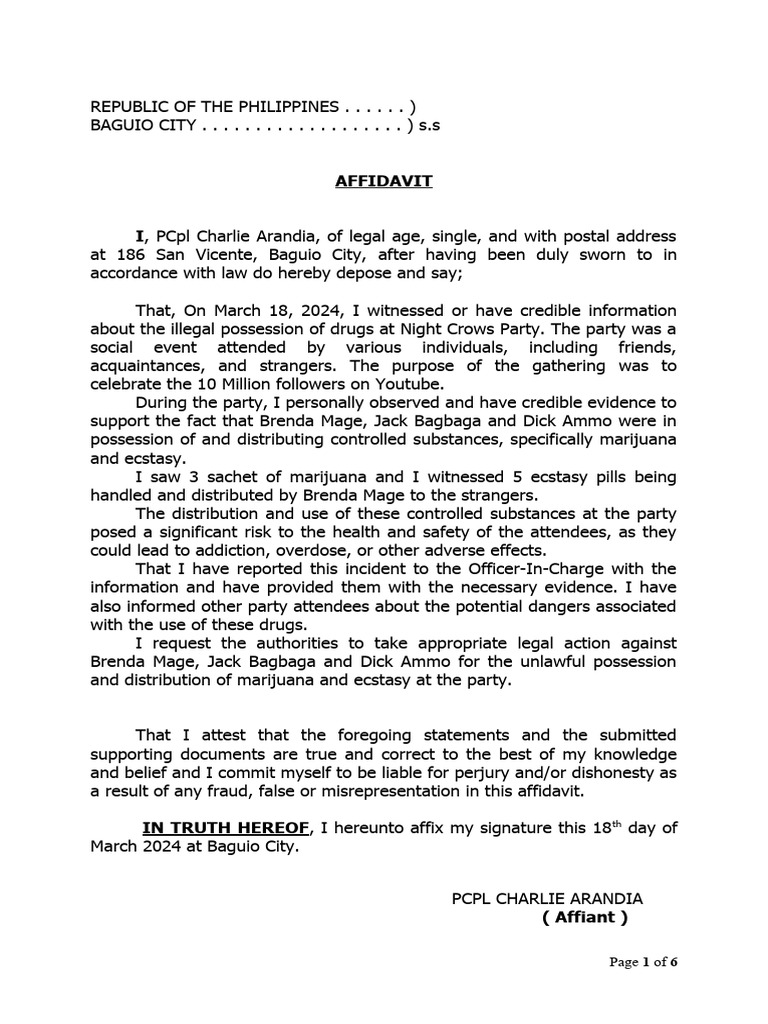 Complaint Affidavit | PDF | Affidavit