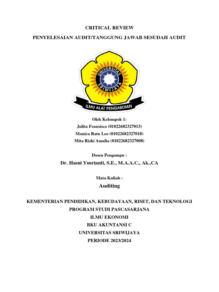 Monica Ratu Leo-Review Jurnal-Penyelesaian Audit-Tanggung Jawab Sesudah ...