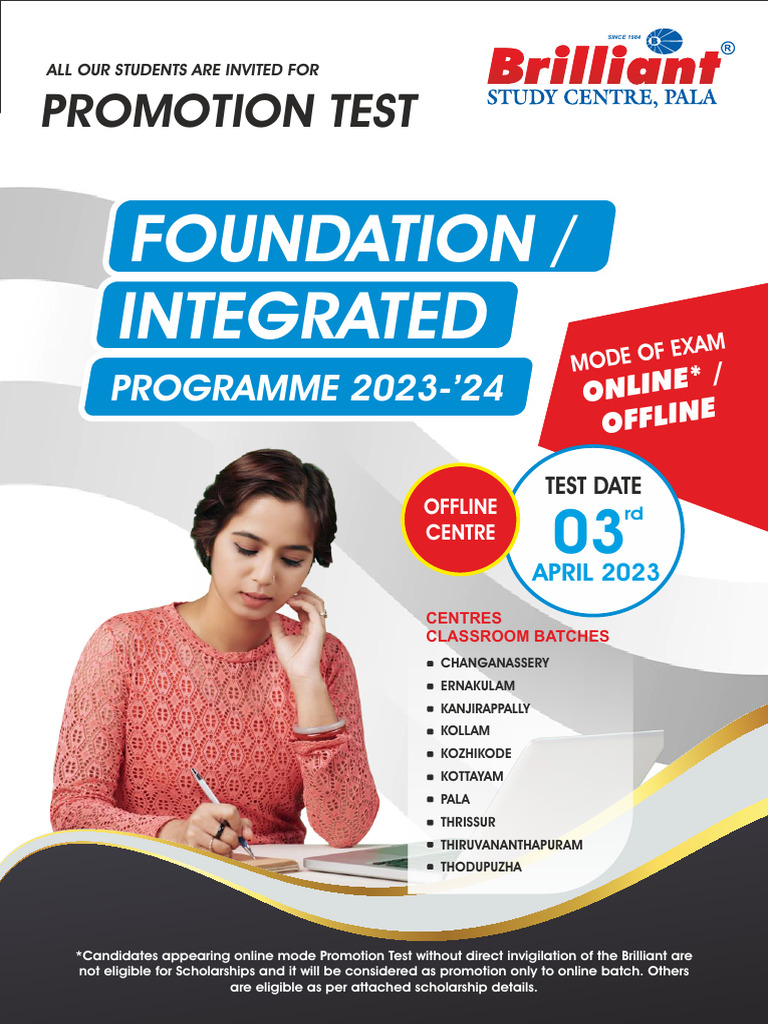 Brilliant Pala Promotion Test 2023-24 | PDF | Chemistry | Biology