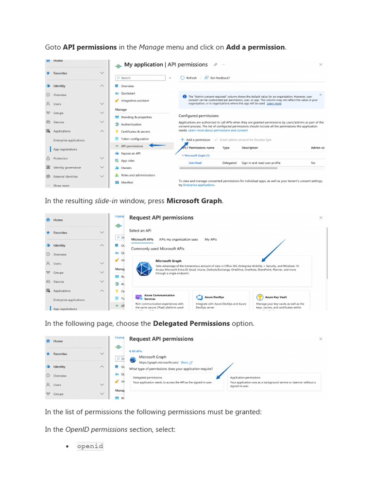 Microsoft Graph API Permission Setup | PDF | Business | Computers