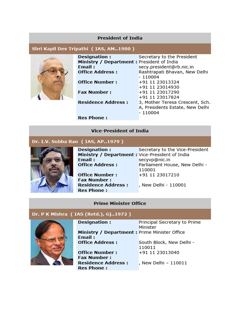 List of Indian Government Secretaries | PDF | Government | Government ...
