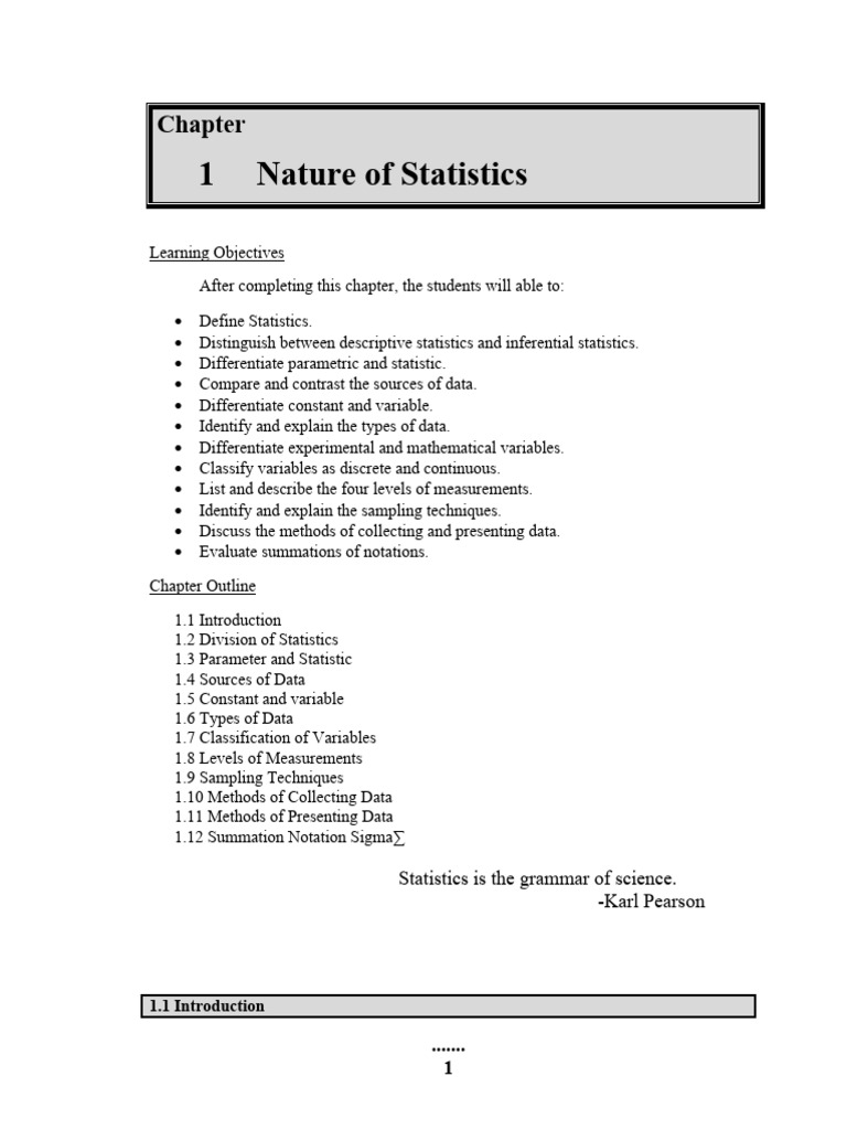 MATH 121 (Chapter 1) - Nature of Statistics | PDF | Sampling (Statistics) | Statistics