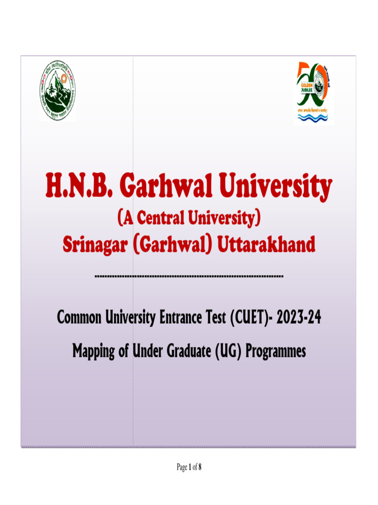 HNBGU CUET UG Mapping With B.Ed - 2 | PDF | University And College ...