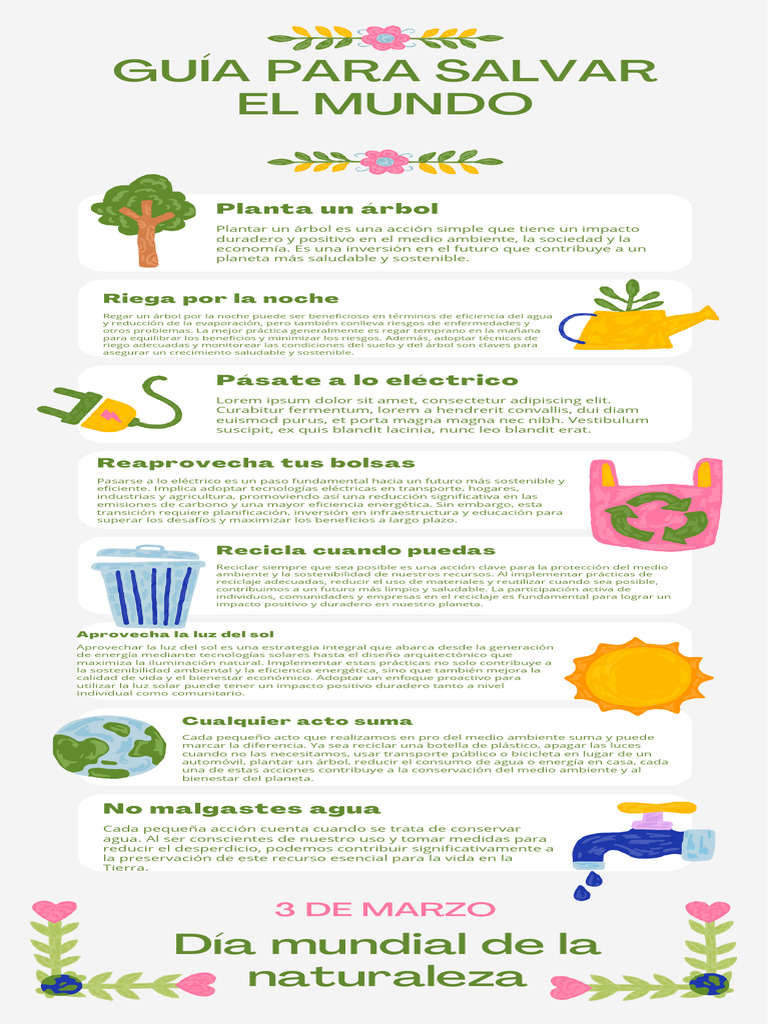 Infografía Salvar El Planeta Divertida Verde | PDF | Sustentabilidad ...