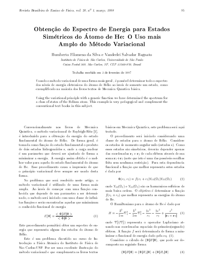 Espectro de Energia do Átomo de Hélio | PDF | Analise matemática ...