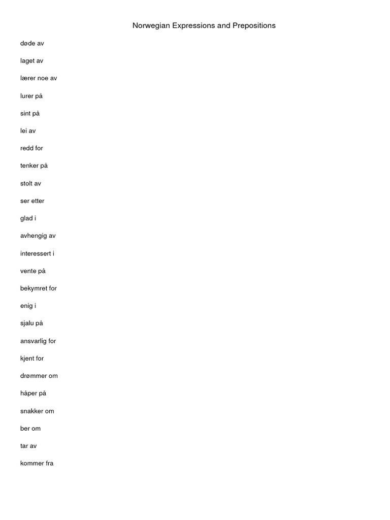 Norwegian Expressions and Prepositions | PDF