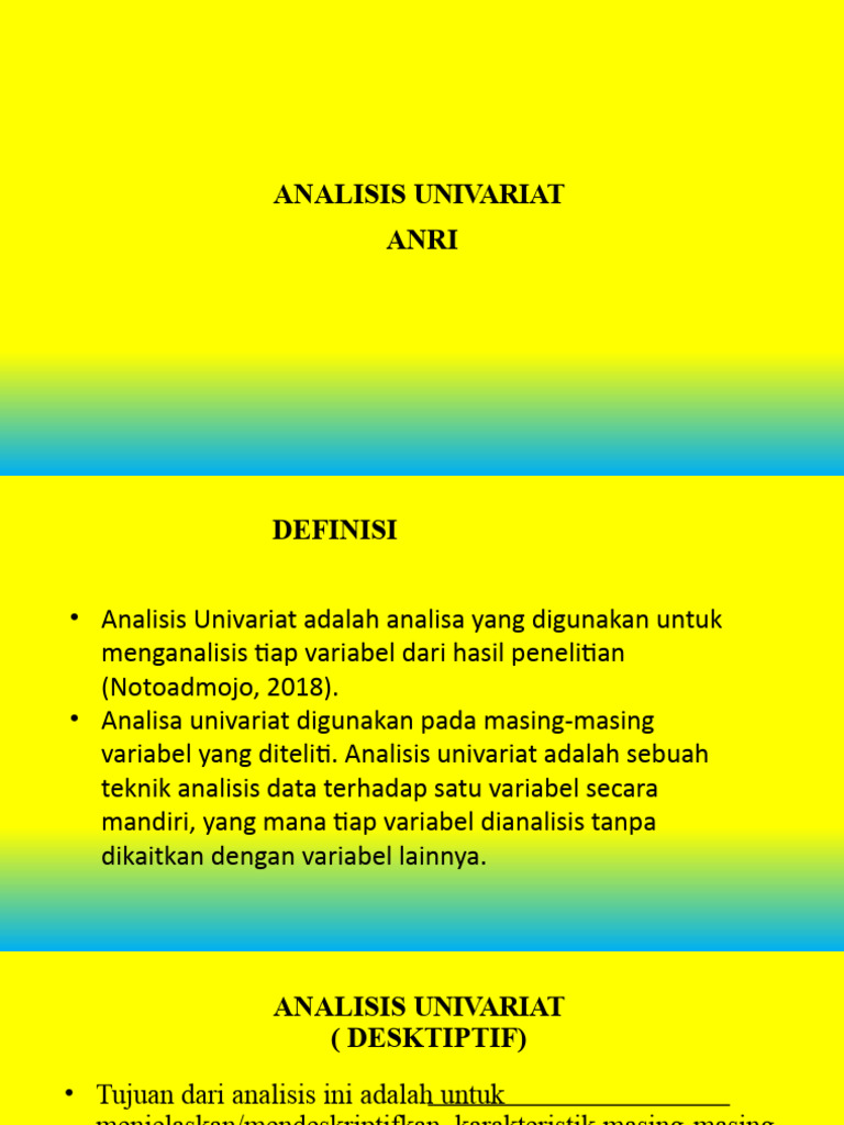 Analisa Univariat PERTEMUAN 9 | PDF
