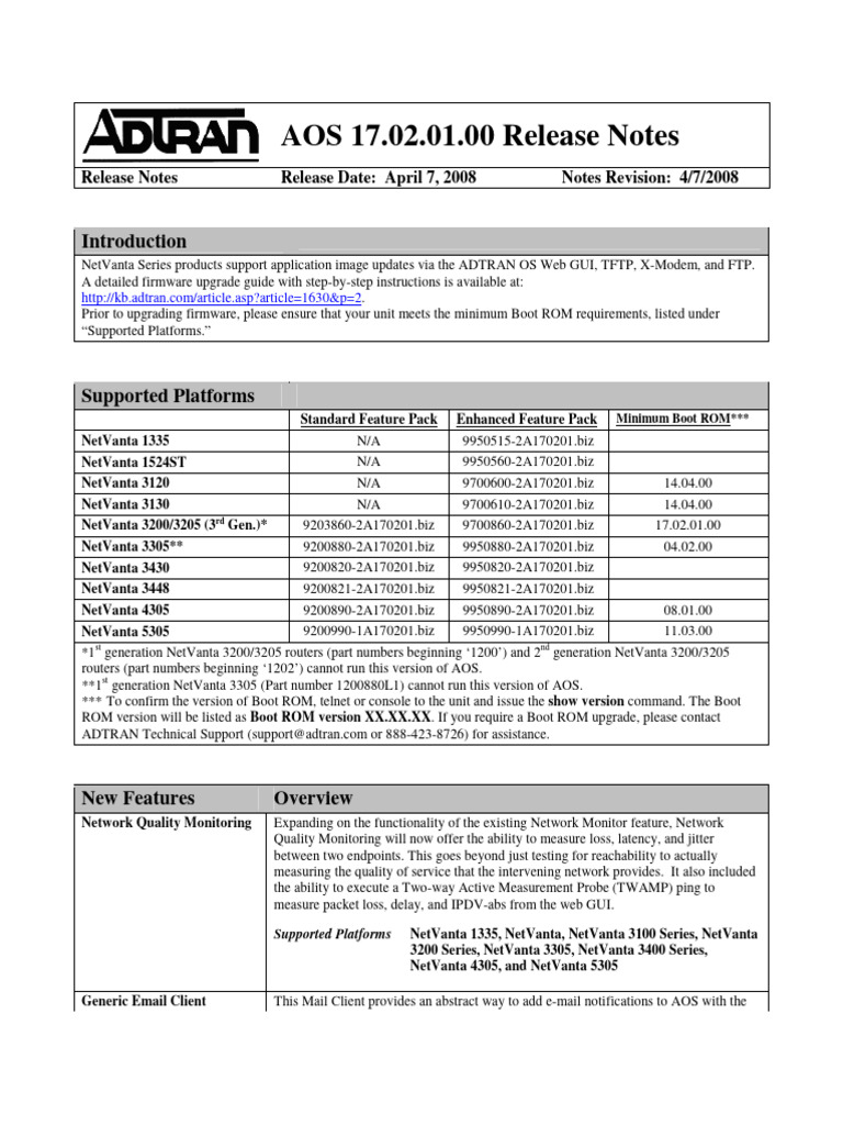 AOS 17.02.01.00 Release Notes | PDF | Quality Of Service | Computer Network