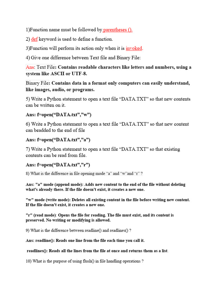 ANS TO WORKSHEET THEORY (1) | PDF | Text File | Computer File