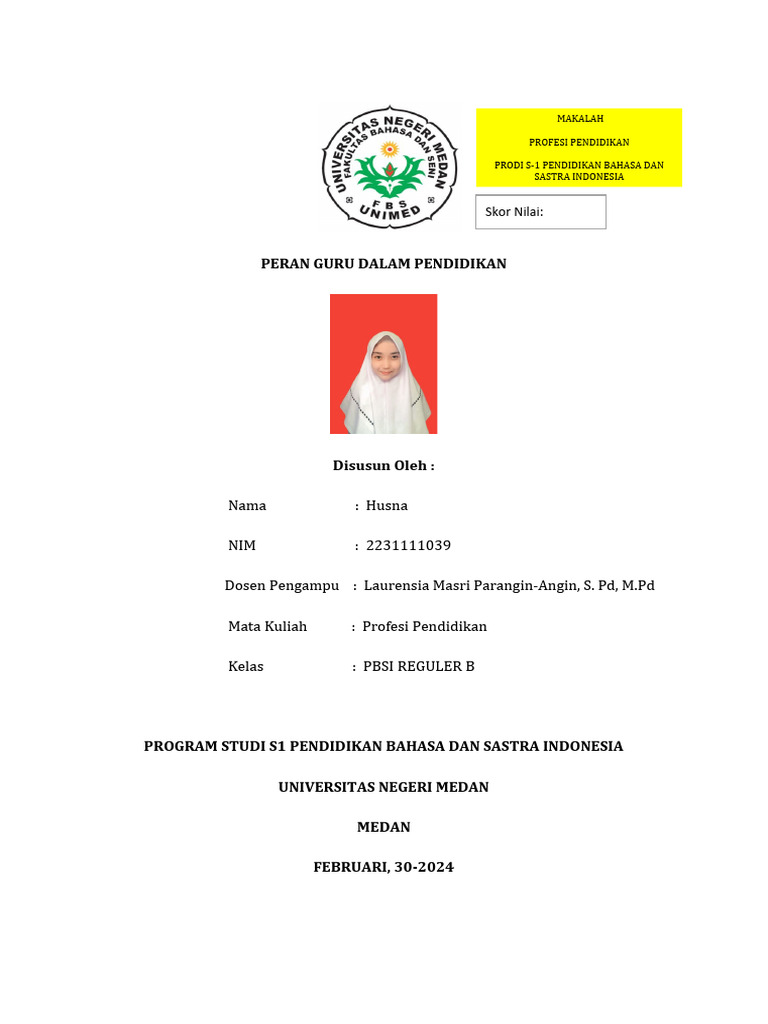 Husna, PBSI B, MAKALAH PROFESI PENDIDIKAN | PDF