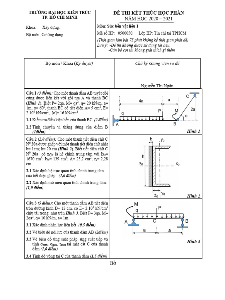 Đề thi SBVL1 tham khảo | PDF