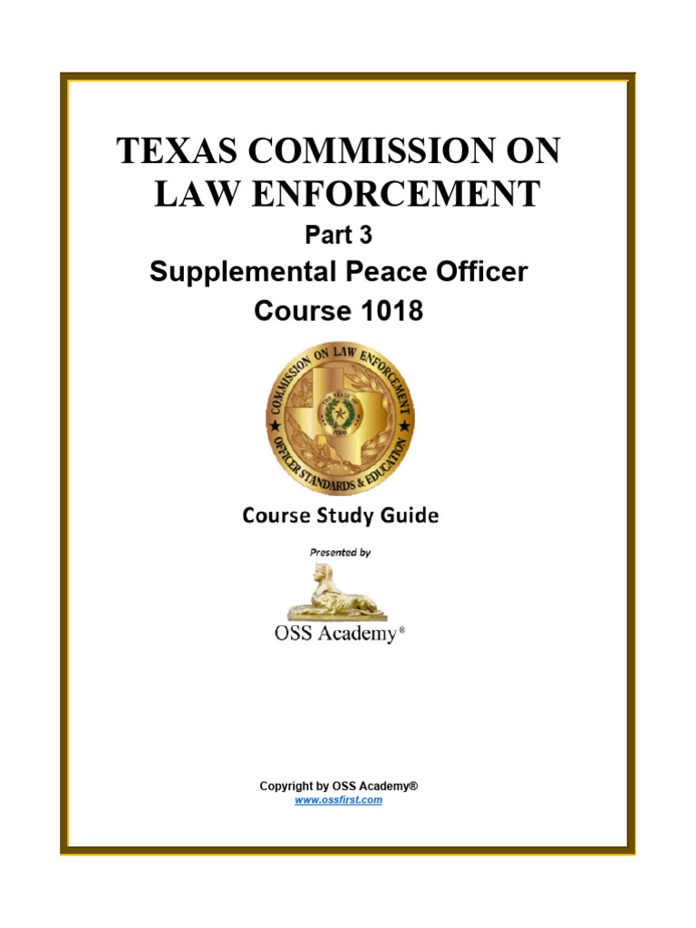 TCOLE Supplemental Peace Officer Course 1018 - Part 3 | PDF | Traffic | Bus