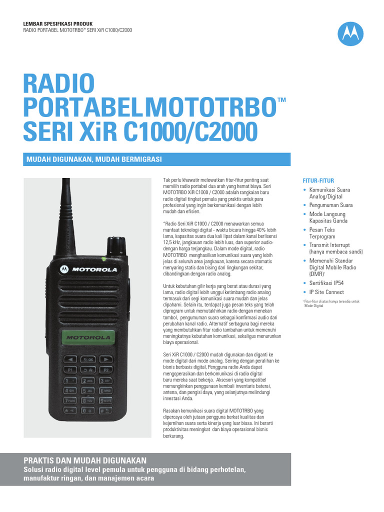Motorola XiR C1000-2000 PusatHT | PDF