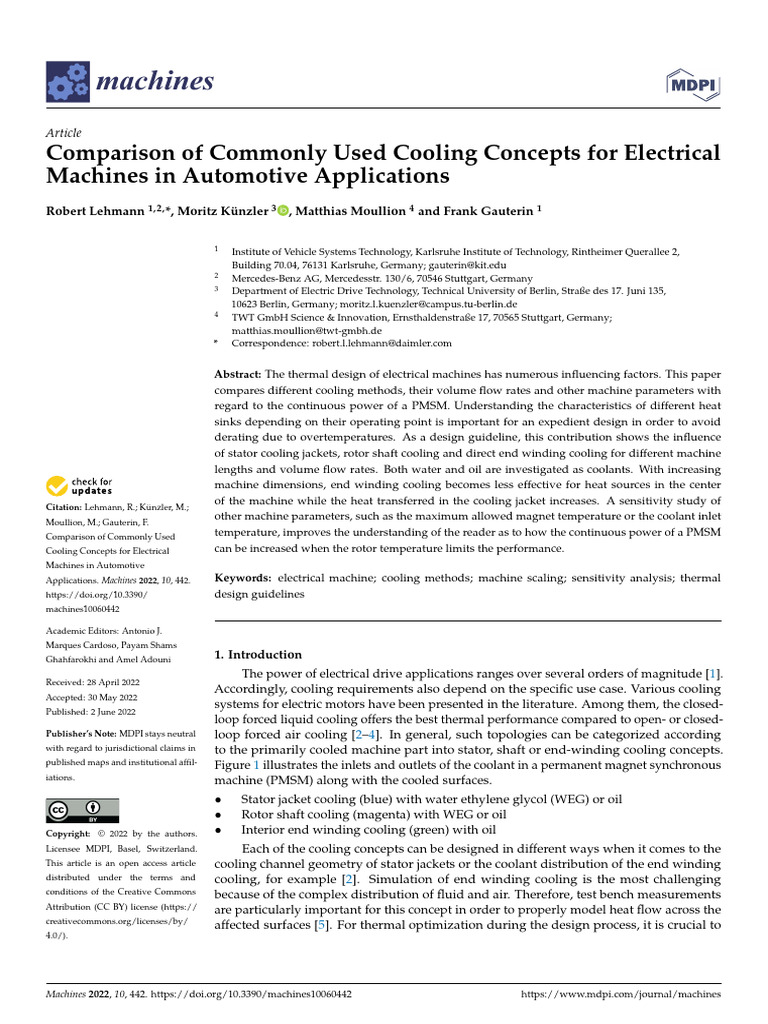 Comparison of Commonly Used Cooling Concepts For Electrical Machines in ...