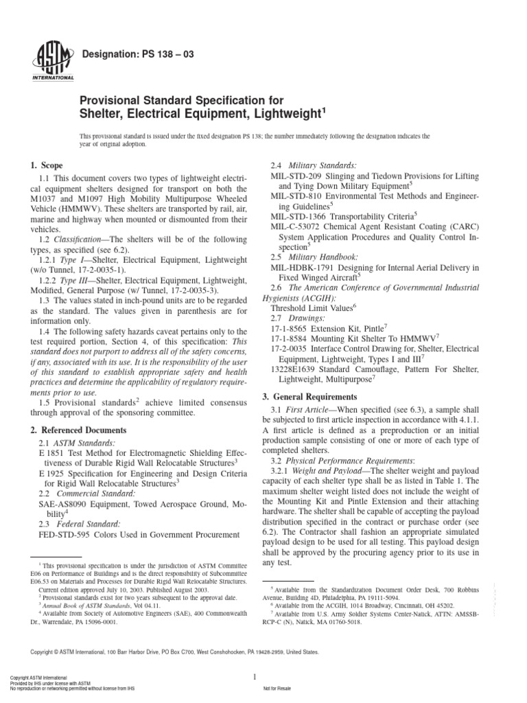 Astm PS138 | PDF | Door | Specification (Technical Standard)