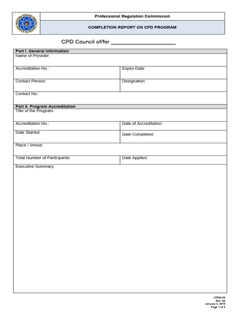 CPDD-05 Rev 04 Completion Report | PDF | Business