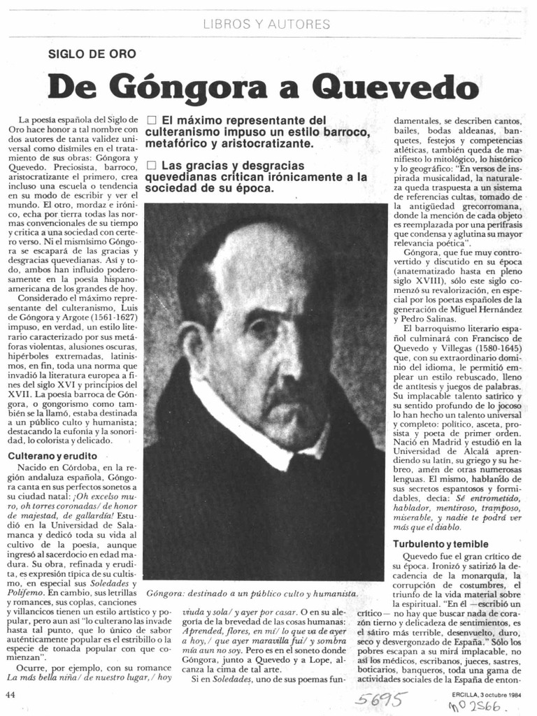 De Góngora A Quevedo - Tapa de Diario | PDF | Literatura española