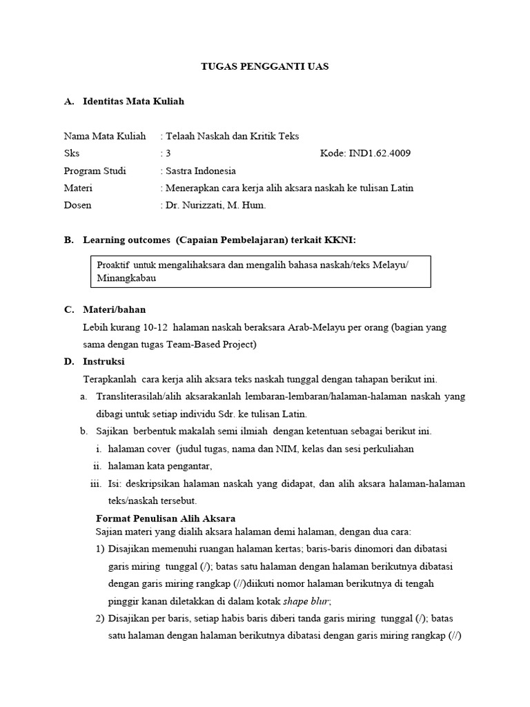 Format Penyusunan Tugas Pengganti Uas TNKT | PDF
