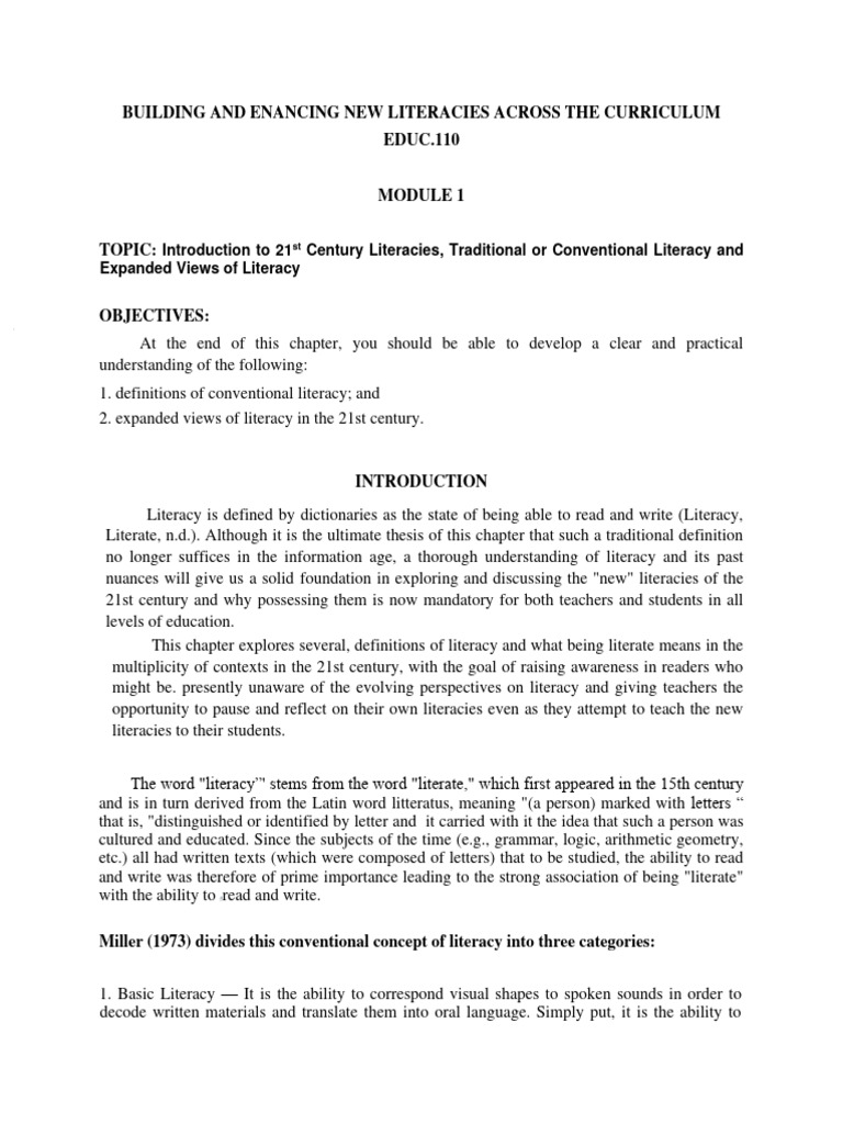 1 Students-Copy-Module-1-2-Educ.110 | PDF | Literacy | Human Communication