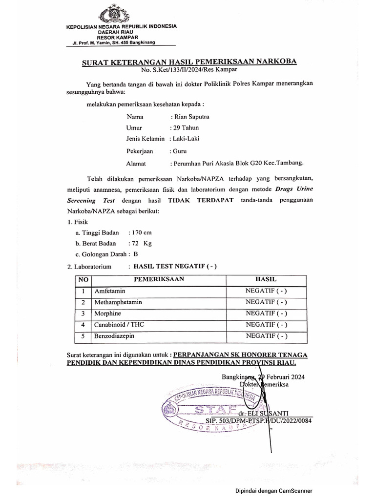 SURAT NARKOBA RIAN | PDF