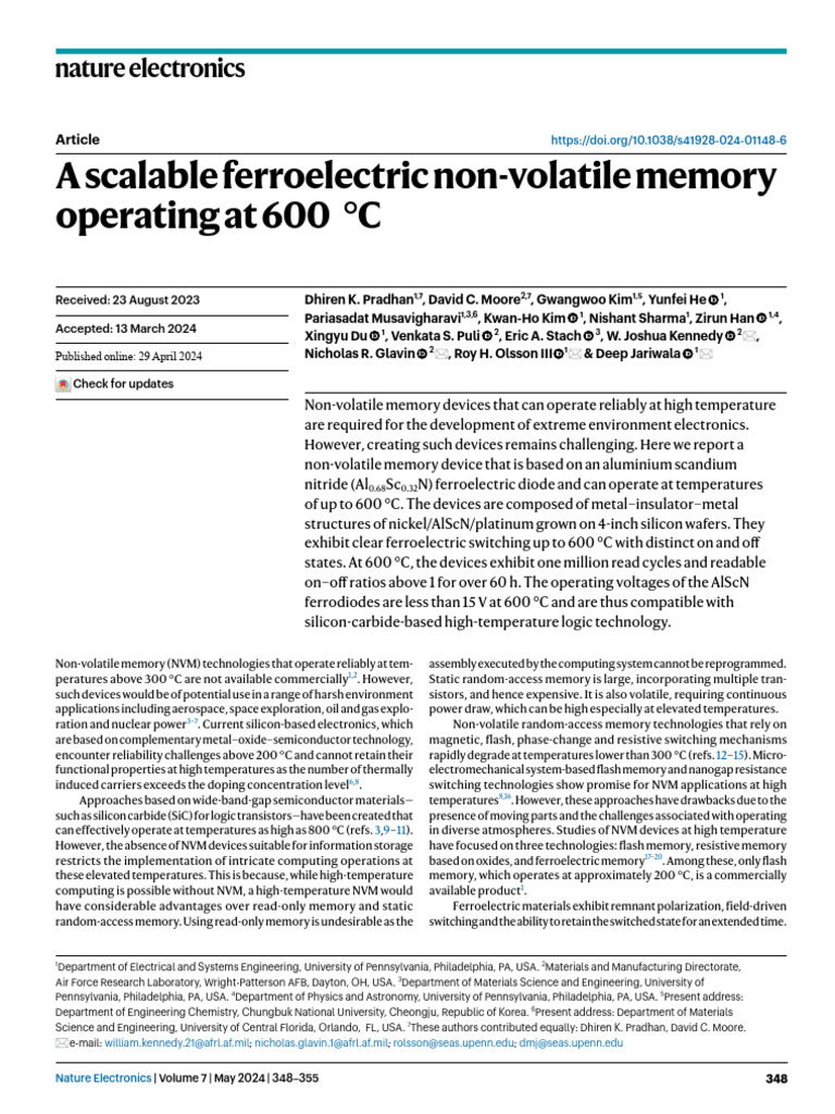 A Scalable Ferroelectric Non-Volatile Memory Operating at 600 °C | PDF ...
