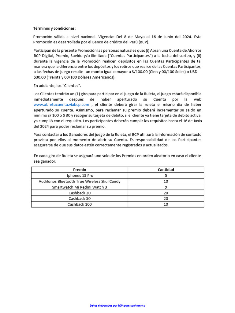 Legal+ +Ruleta+Del+8+de+Mayo+Al+16+de+Junio | PDF | Tarjeta de débito ...