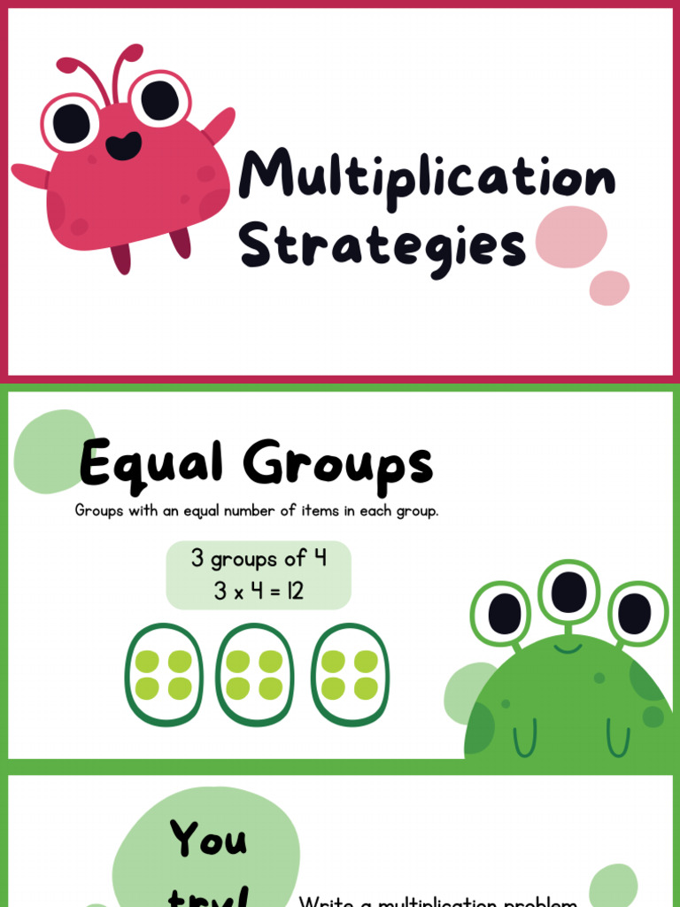 Pink and Green Fun Monster Multiplication Strategies Math Presentation ...