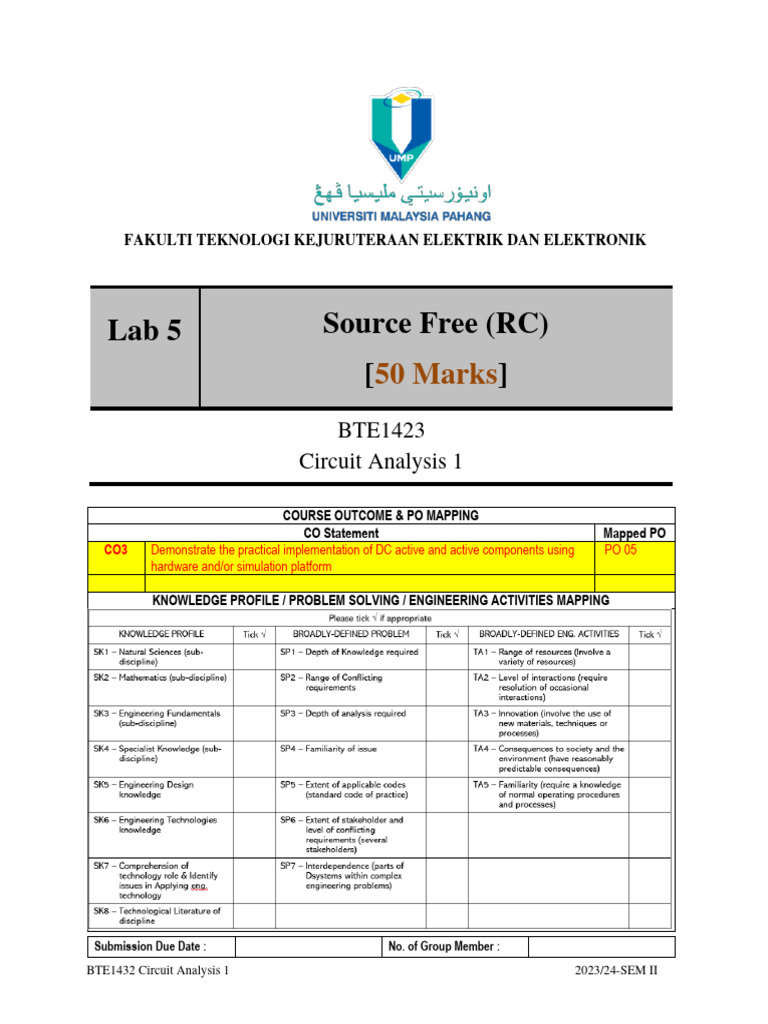 Lab 5 (Source Free RC) | PDF | Electrical Network | Network Analysis (Electrical Circuits)