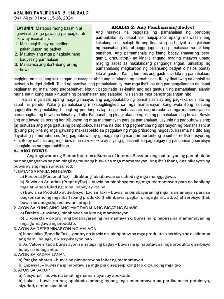 AP9 Q4 Week 3 Asynchronous Activity | PDF