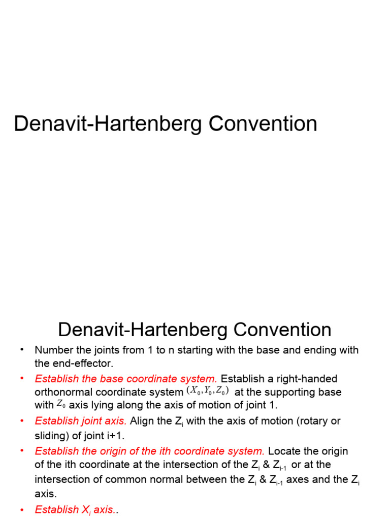 Denavit Hartenberg Convention | PDF | Coordinate System | Kinematics