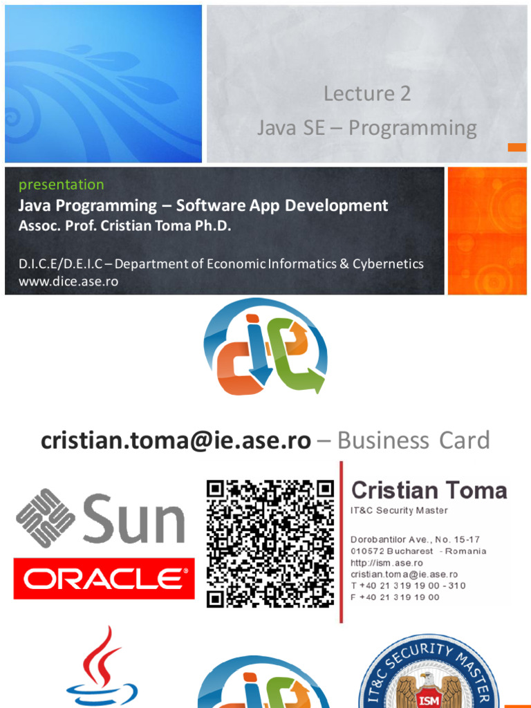 c02 JSE Intro Syntax Arrays OOP Jlib DevOps Docker | PDF | Data Type | Java (Programming Language)