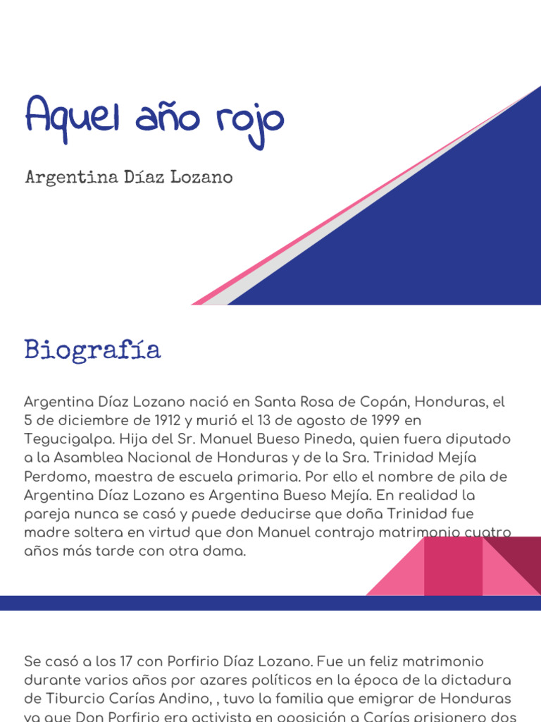 Aquel año rojo: Biografía y obra de Díaz Lozano | PDF | Honduras ...