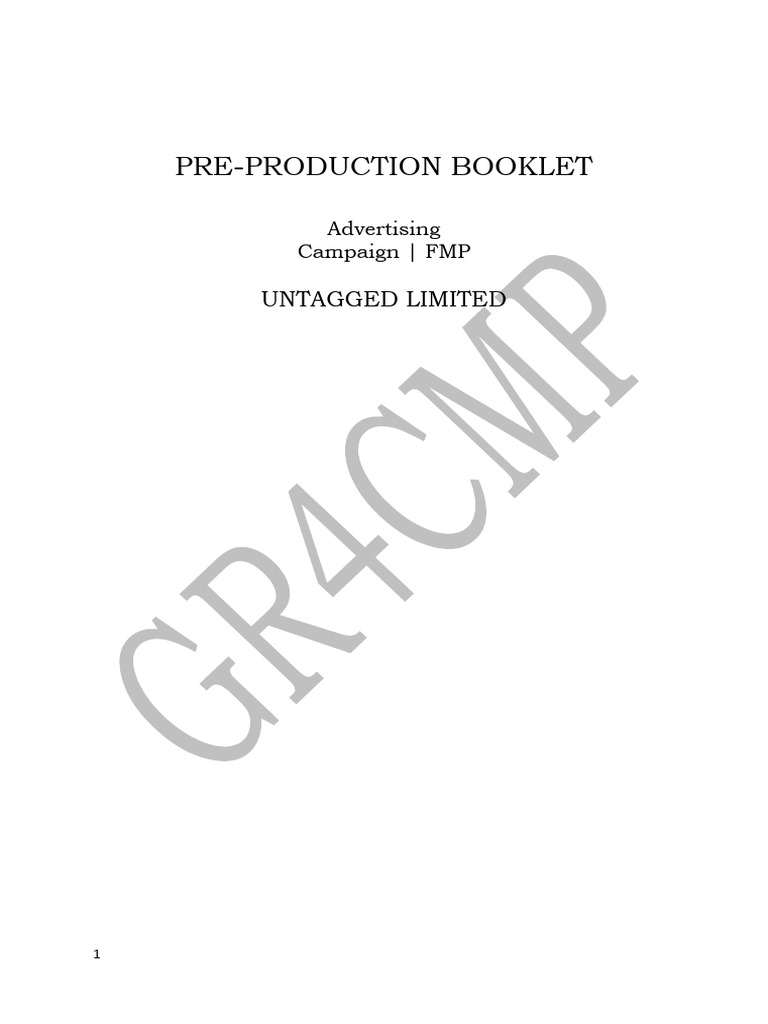 Production Booklet gr4cmp | PDF | Clothing | Filmmaking