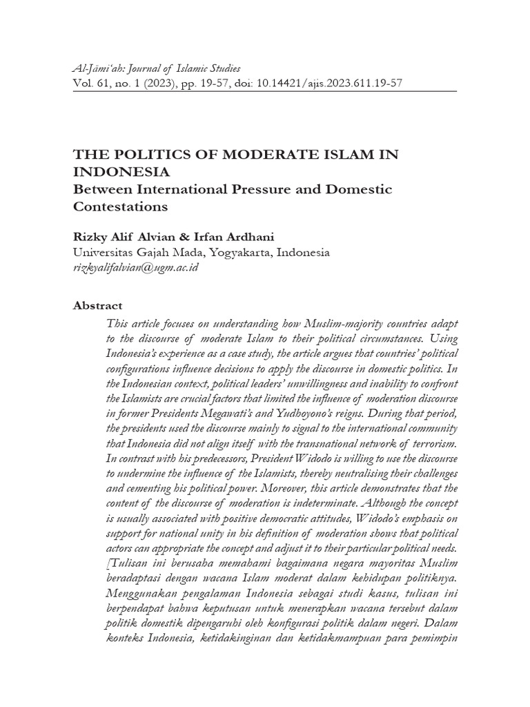 The Politics of Moderate Islam in Indonesia | PDF | Islamism | Indonesia