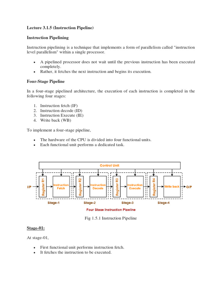 Instruction Pipeline 3.1.5 | PDF | Computer Architecture | Central Processing Unit