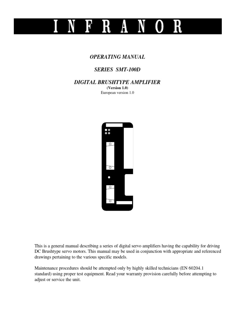 Manual de Operacion Infranor SMT 100_05 | PDF | Amplifier | Power Supply