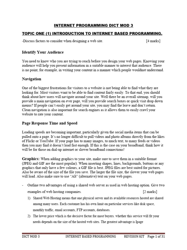 Internet Programming Pdf World Wide Web Internet And Web