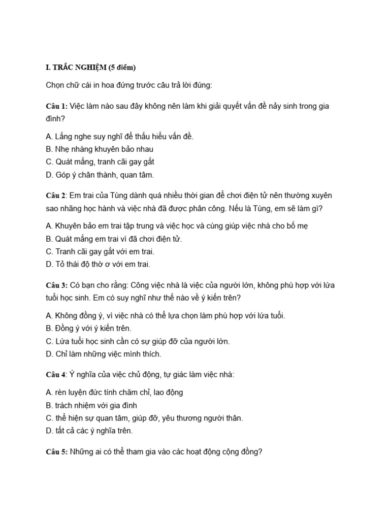 ĐỀ KT HĐTN HN 6 | PDF