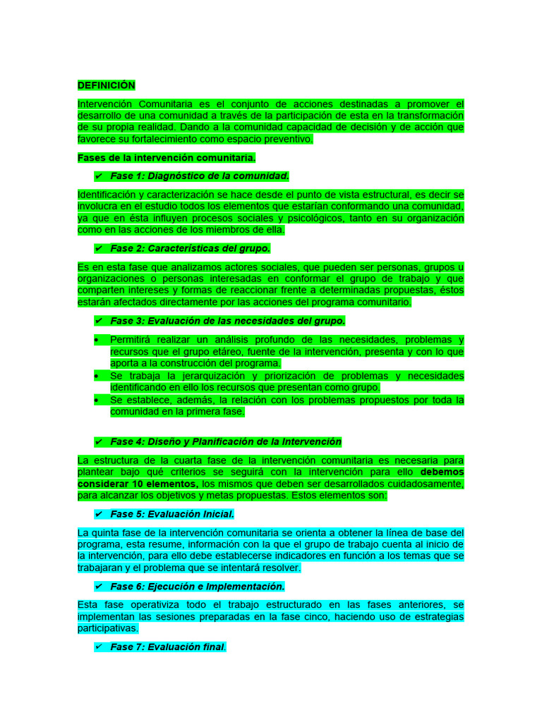 Resumen Exposición Intervención Comunitario | PDF | Evaluación | Diseño