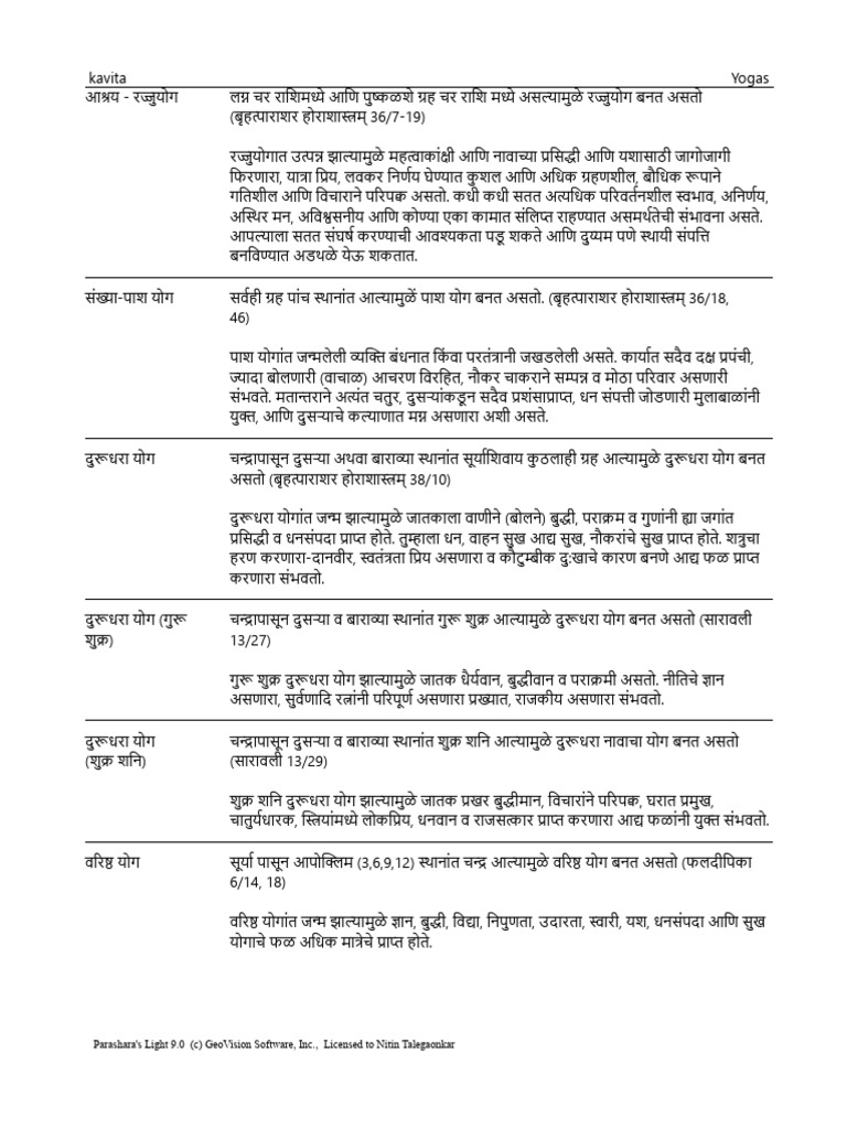 Yoga in Kundali | PDF