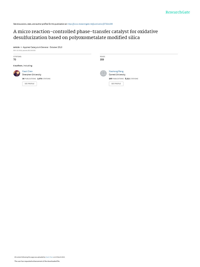 A Micro Reaction-Controlled Phase-Transfer Catalys | PDF | Acid Dissociation Constant | Catalysis