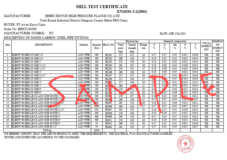 Sample MTC TJM | PDF | Industrial Processes | Mechanical Engineering