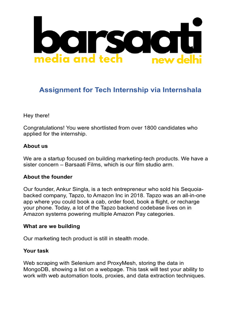 Barsaati Media - Tech Internship Task | PDF