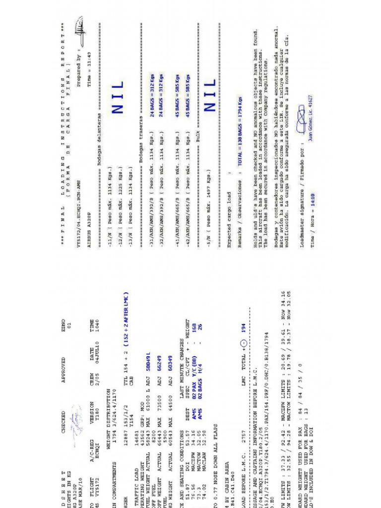 Load sheet and LIRF | PDF