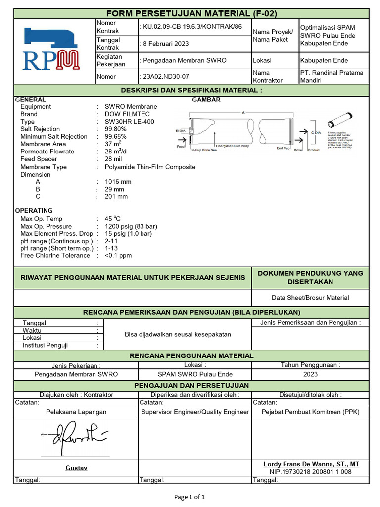 23a02.nd30-07 Membran Swro | PDF | Membrane | Chemical Process Engineering