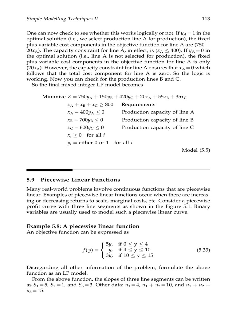 Mixed Integer LP Model for Production Optimization | PDF | Linear ...