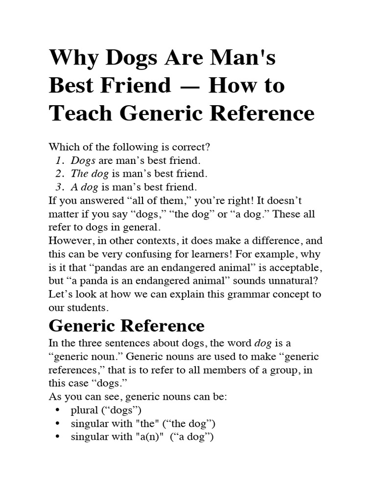 Generic Reference | PDF | Grammatical Number | Plural