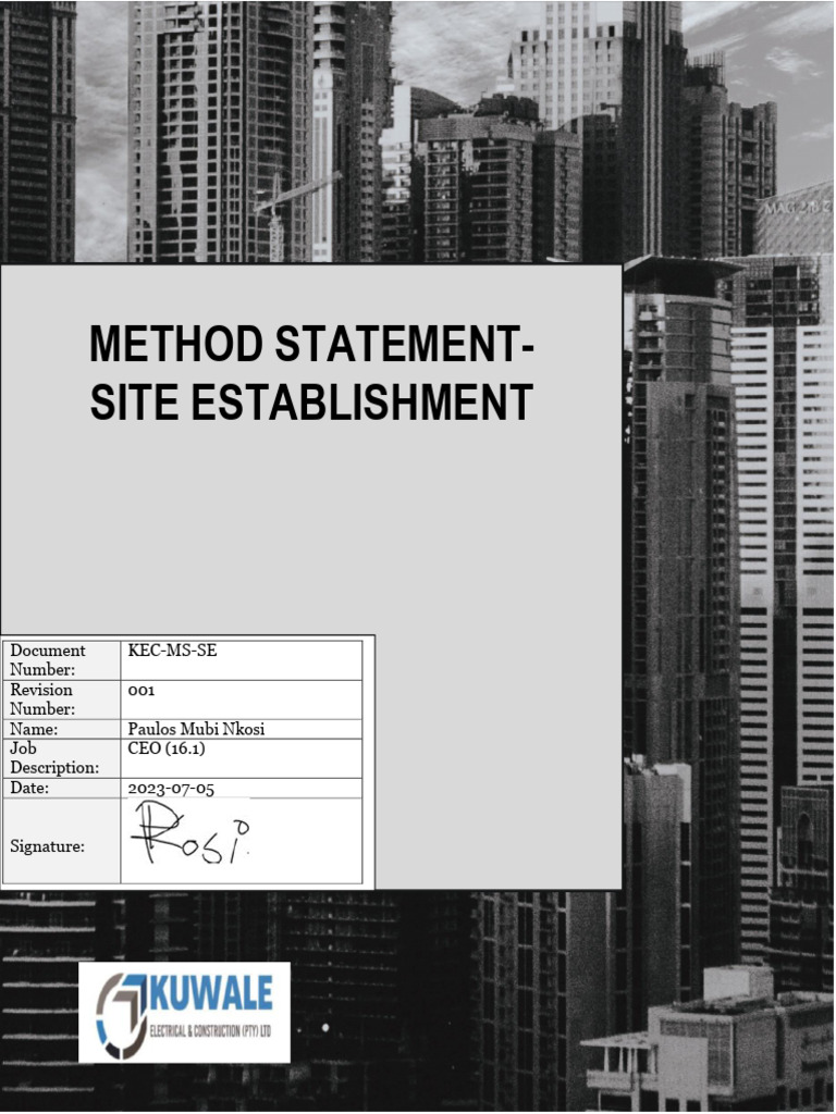 Kec - Method Statement - Site Establishment | PDF | Occupational Safety ...